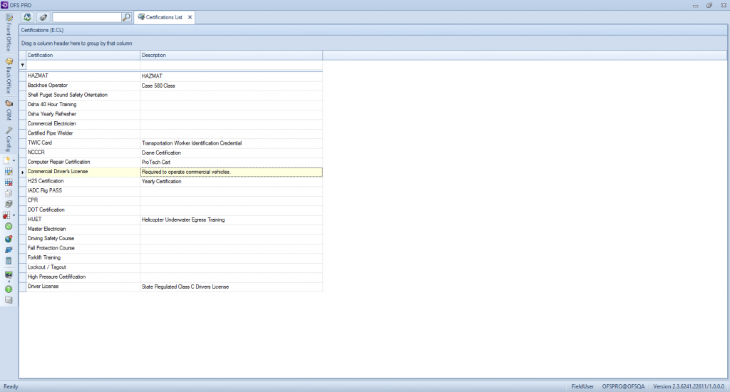 Certifications List – OFSPRO Knowledge Base