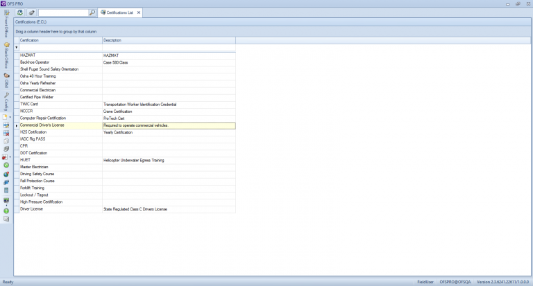 Certifications List – OFSPRO Knowledge Base