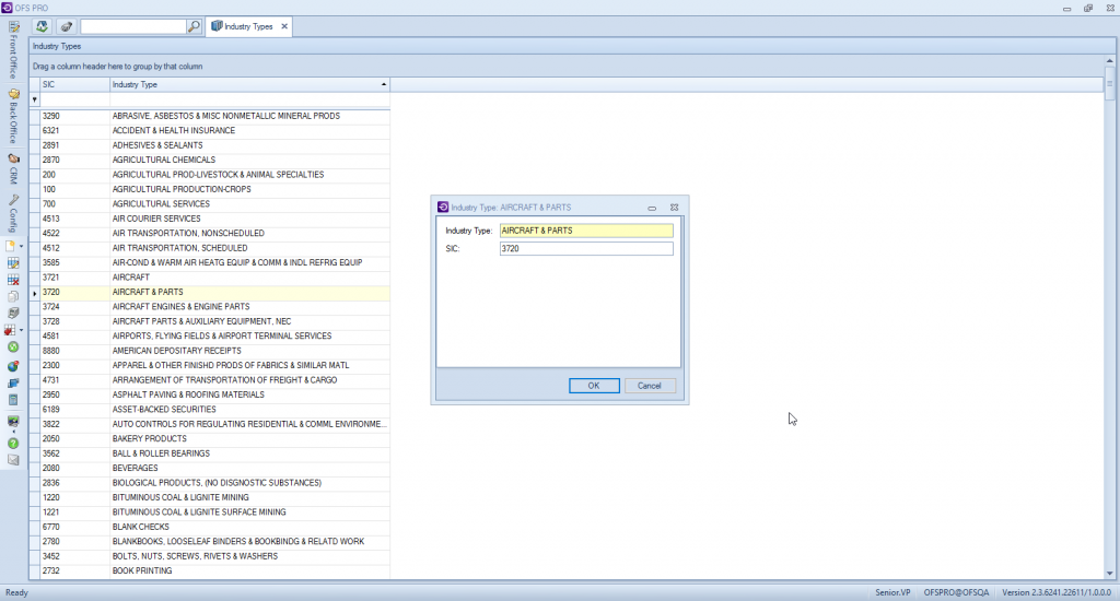 Industry Types – OFSPRO Knowledge Base