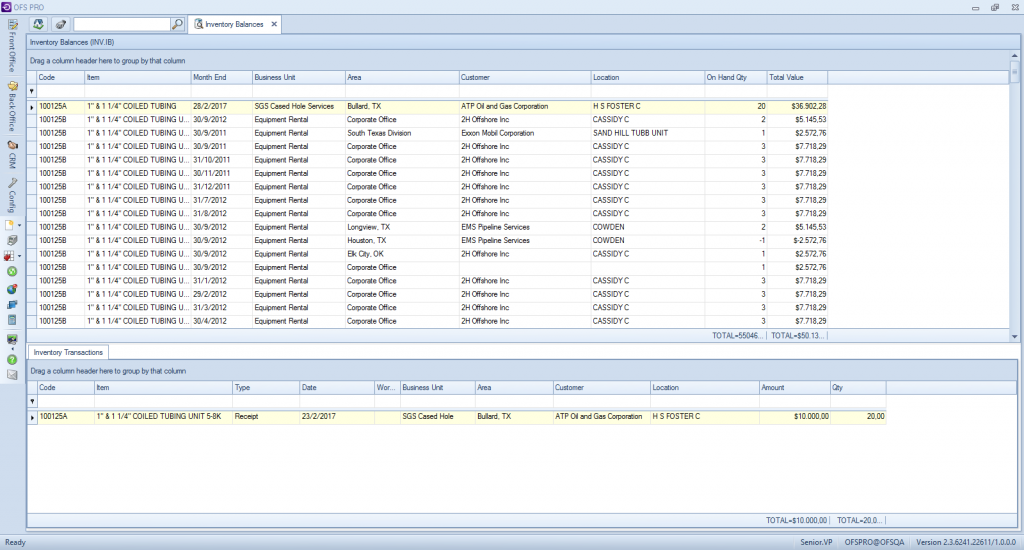 Inventory Balances – OFSPRO Knowledge Base