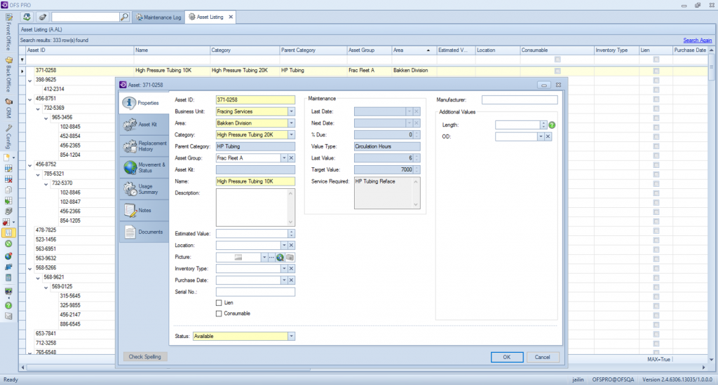 Maintenance Log – OFSPRO Knowledge Base