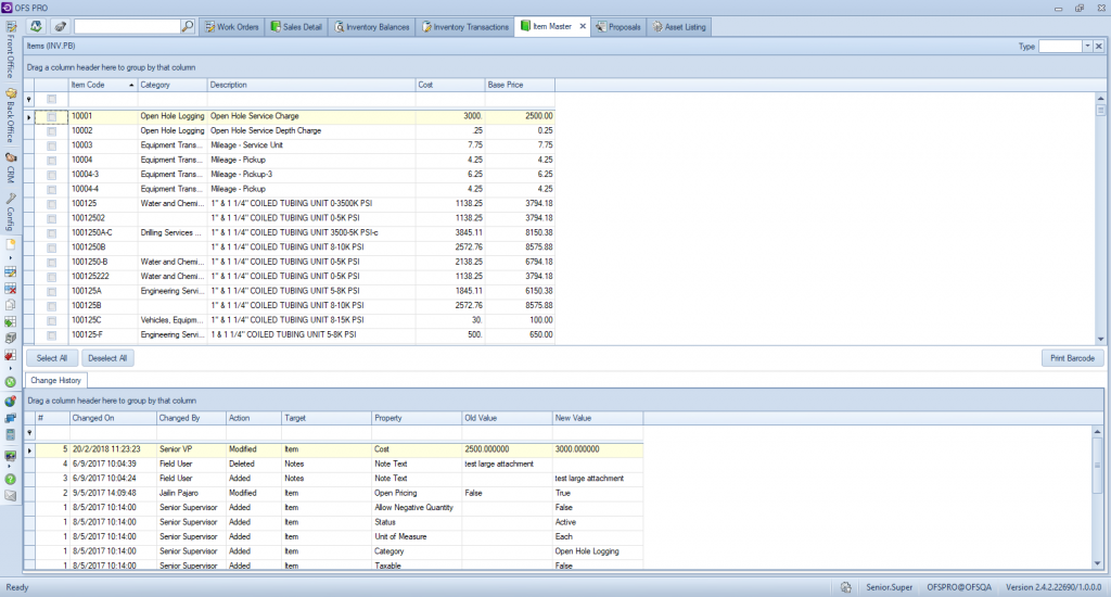 Item Master – OFSPRO Knowledge Base